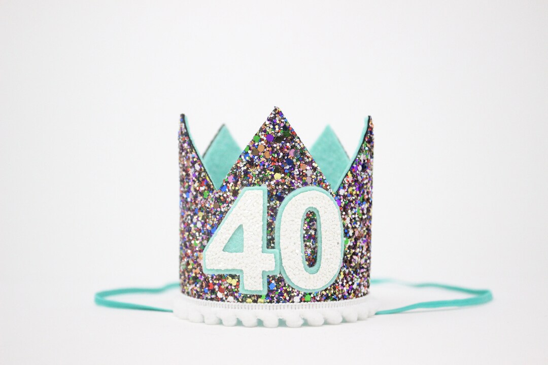 40th Birthday Crown | 40th Birthday Party Hat | Kaleidoscope Glitter ...