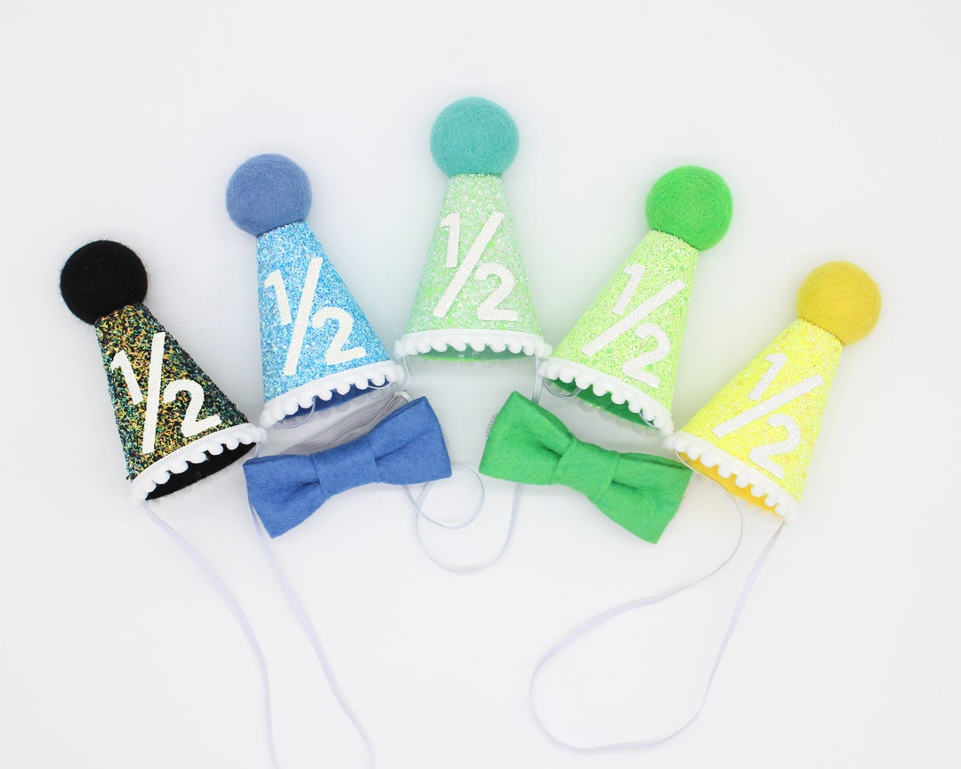 Half Birthday Boy Hat 1/2 Birthday Boy Party Hat Optional Bow Tie ...