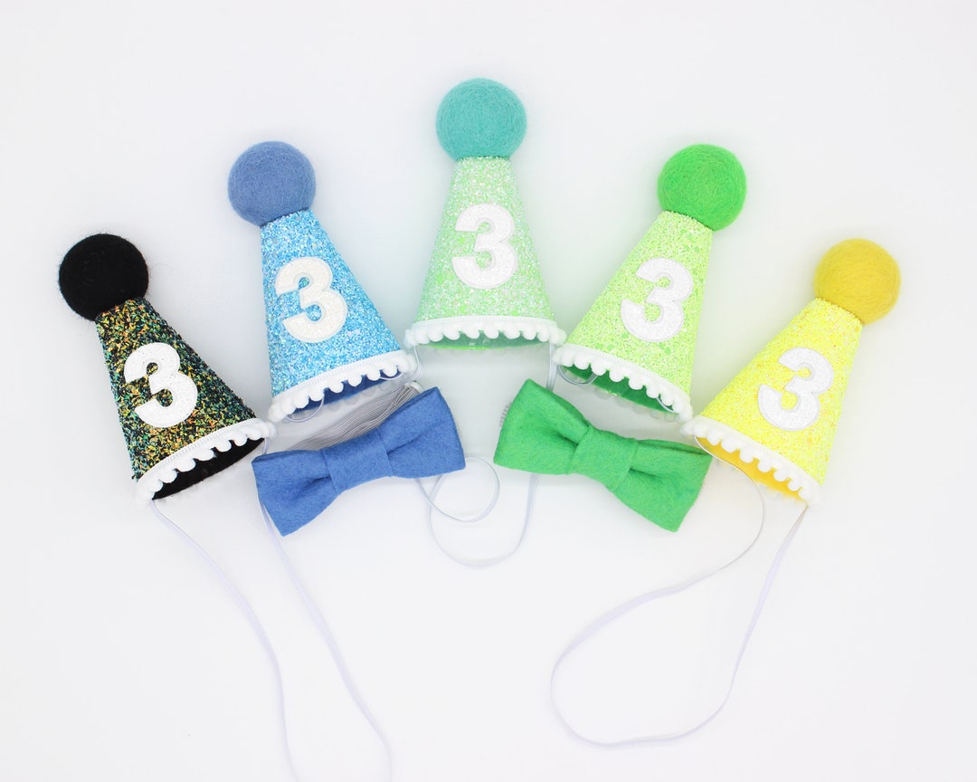 3rd Birthday Boy Hat 3rd Birthday Boy Party Hat Optional Felt Bow Tie ...