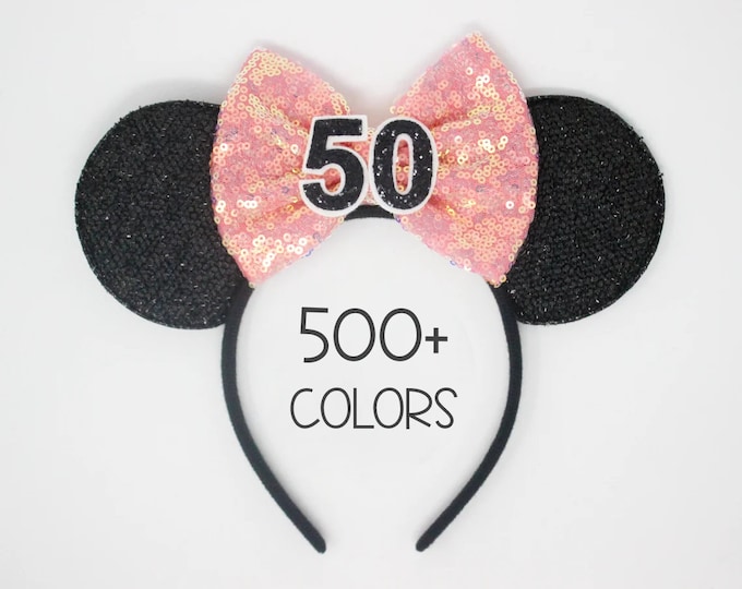 50th Birthday Mouse Ear Headband 50th Birthday Ears 50th Birthday Mouse ...
