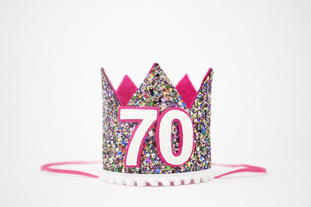 70th Birthday Crown | 70th Birthday Hat | Kaleidoscope Glitter Crown ...