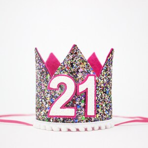 21st Birthday Crown | 21st Birthday Hat | Kaleidoscope Glitter Crown ...