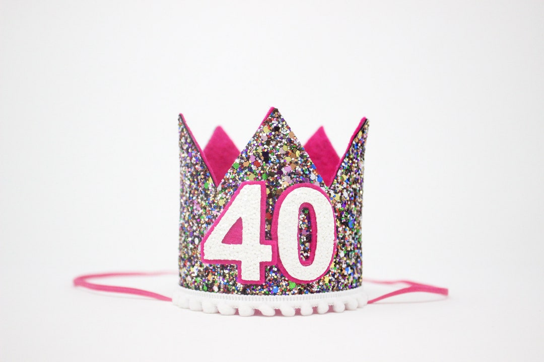 40th Birthday Crown | 40th Birthday Hat | Kaleidoscope Glitter Crown ...