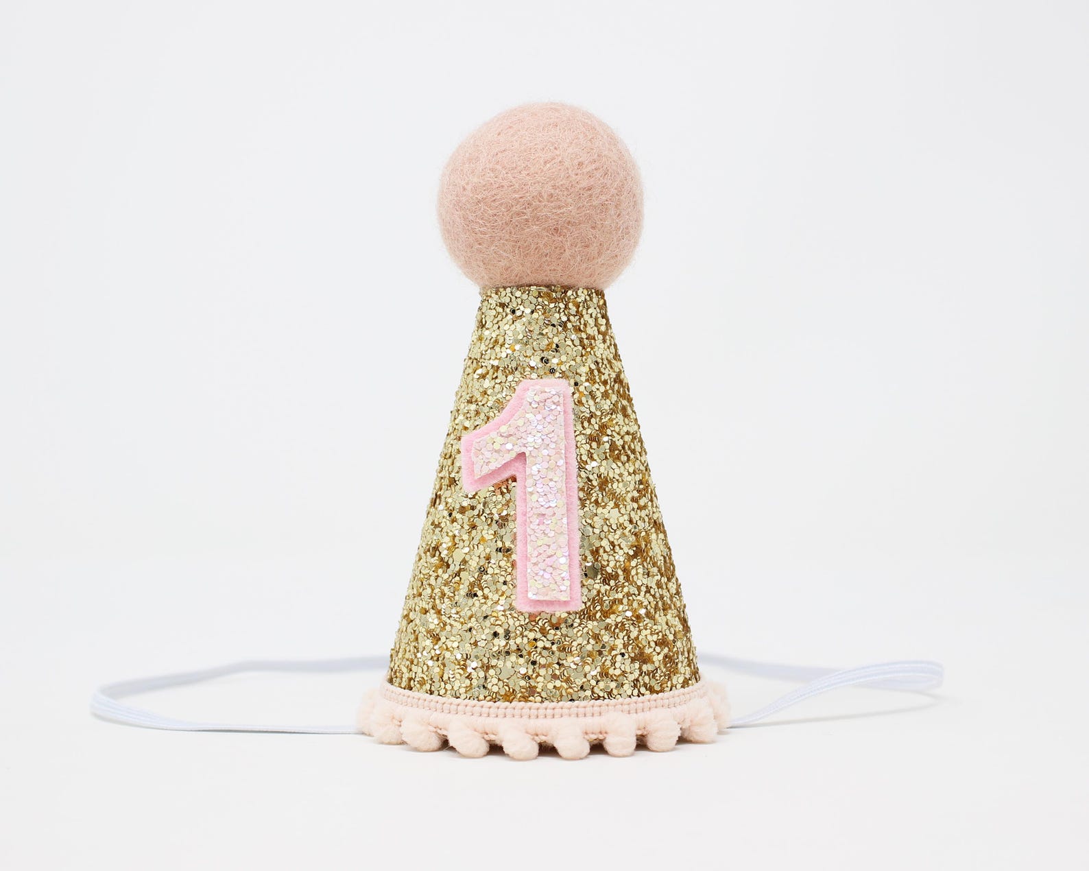 First Birthday Girl Party Hat | 1st Birthday Cake Smash | Gold Glitter ...