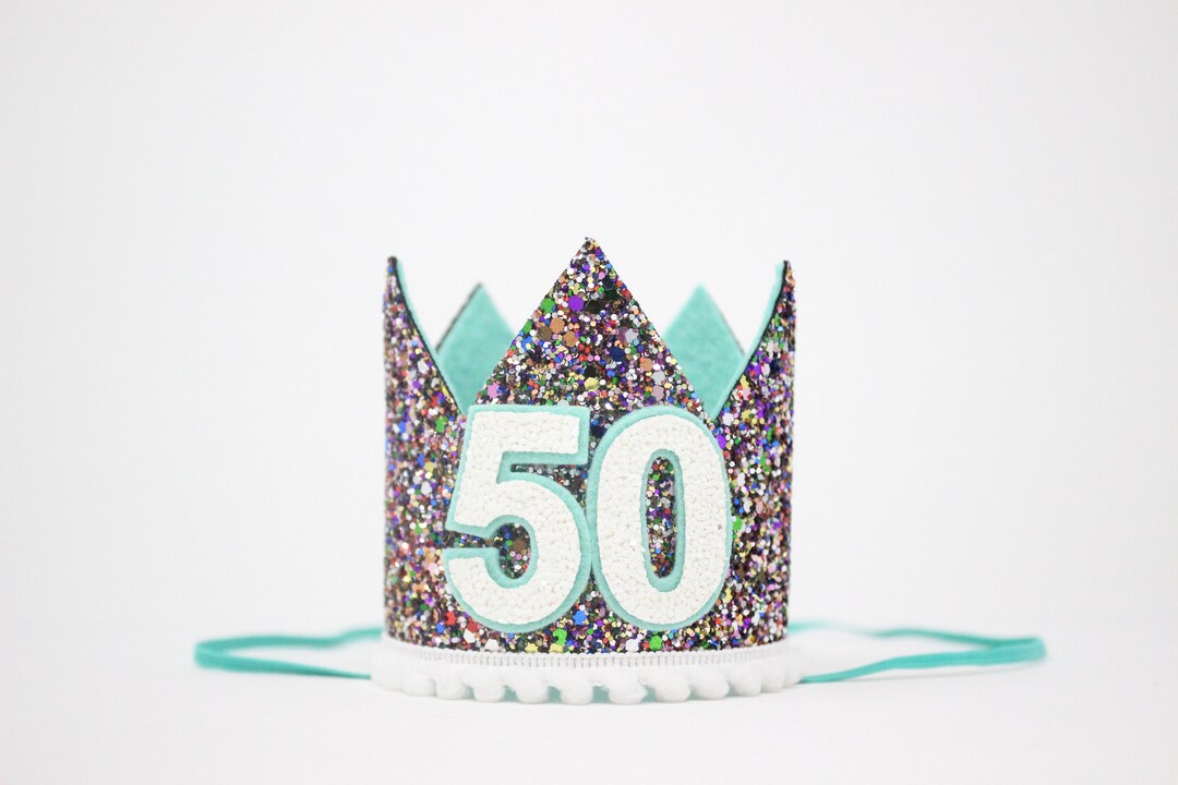50th Birthday Crown | 50th Birthday Party Hat | Kaleidoscope Glitter ...