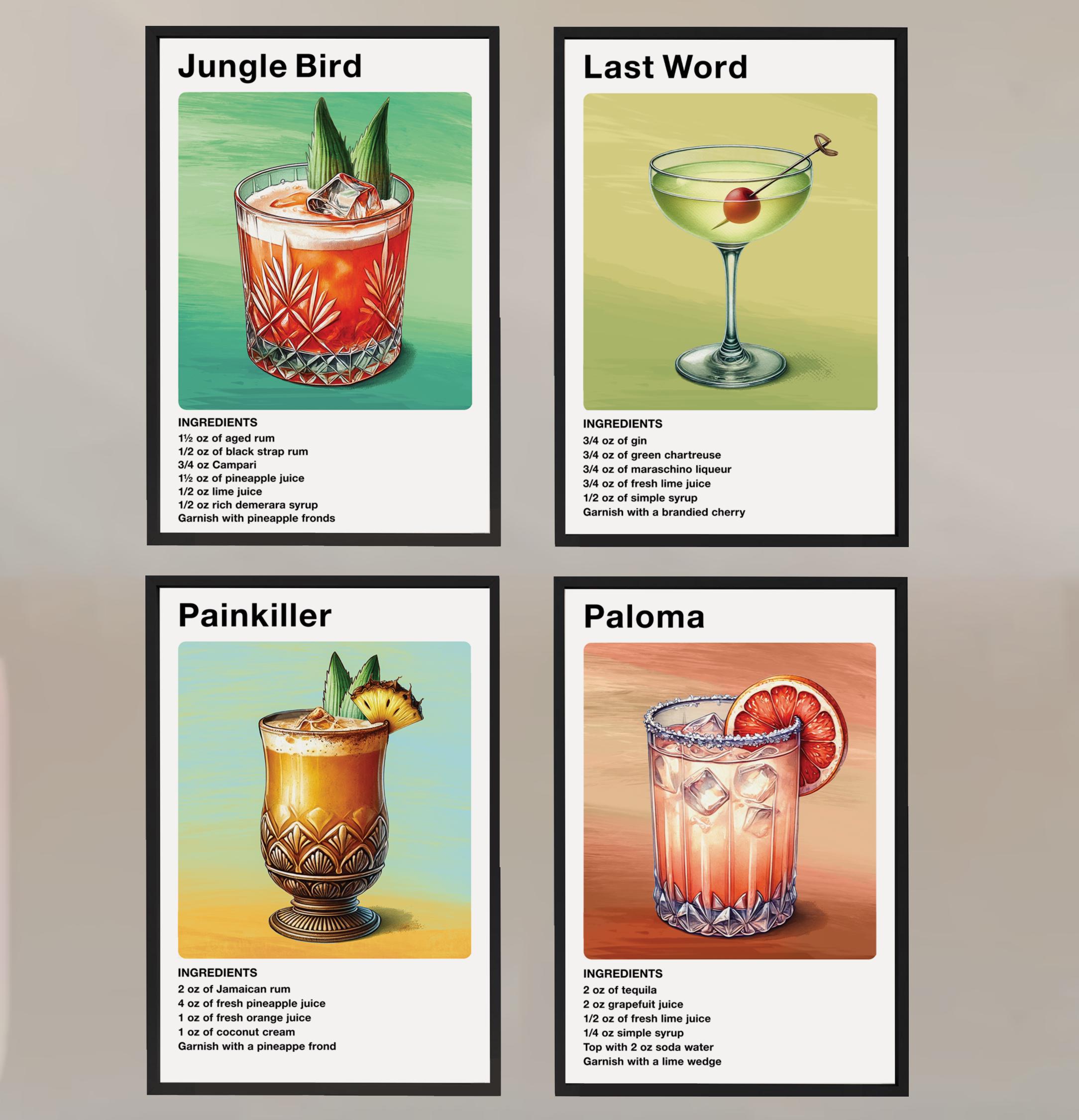 24 Specialty Cocktail Digital Poster Set | Drink Recipes | Mixology ...