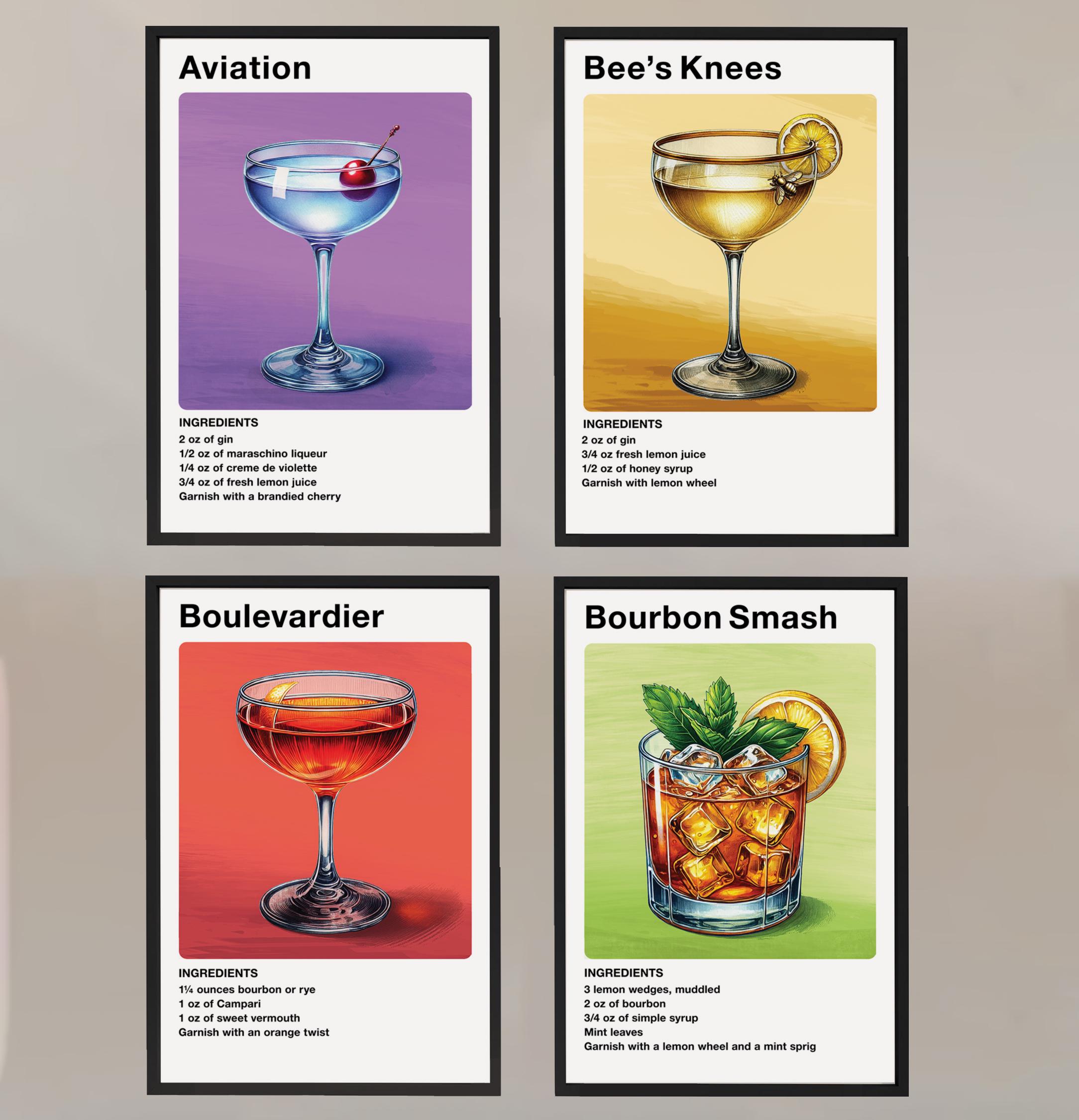 24 Specialty Cocktail Digital Poster Set | Drink Recipes | Mixology ...