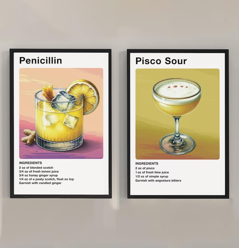 12 Specialty Cocktail Digital Poster Set | Drink Recipes | Digital ...