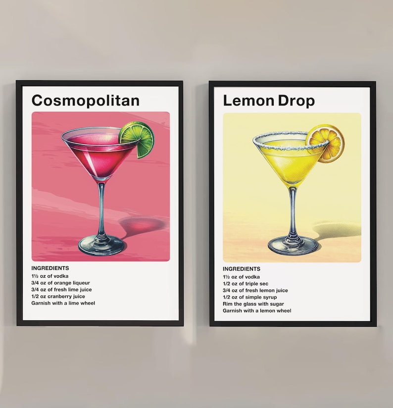 12 Specialty Cocktail Digital Poster Set | Drink Recipes | Digital ...