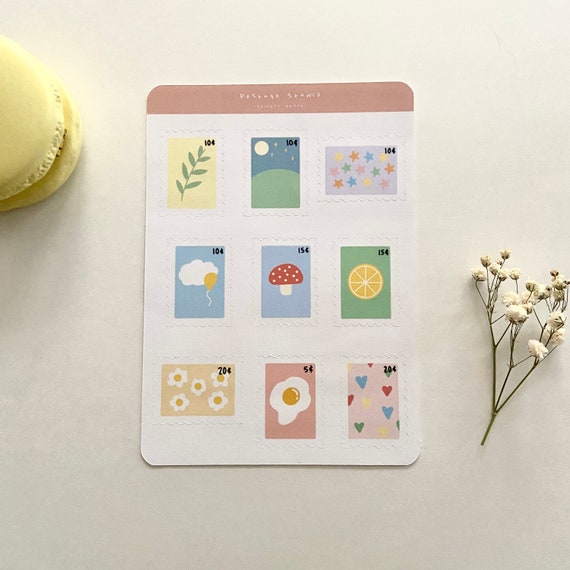 Postage Stamp Sticker Sheet Aesthetic Stickers Cute | Etsy