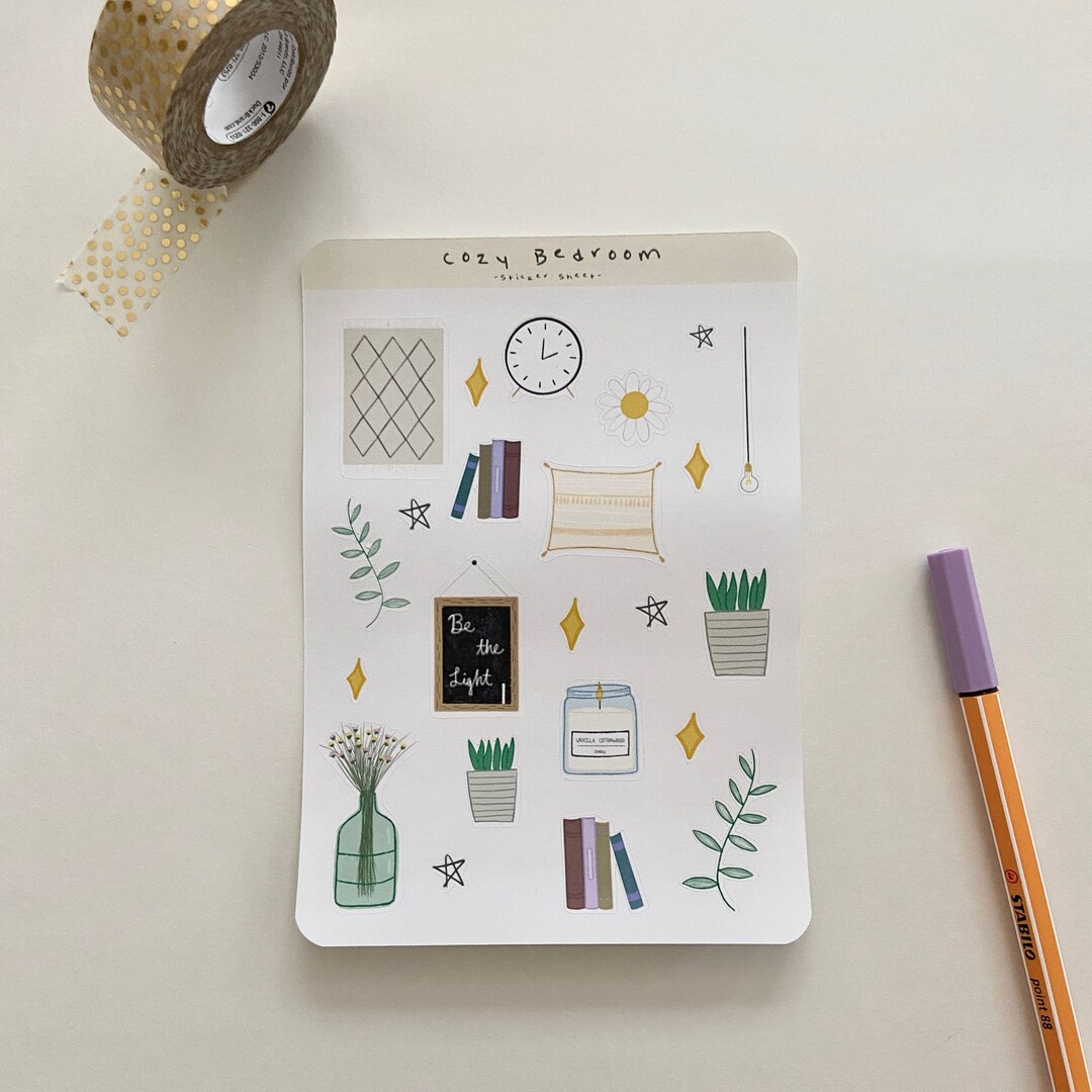 Cozy Bedroom Sticker Sheet - Planner Stickers - Bullet Journalling - Etsy