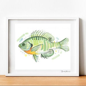 Bluegill Print - Fish Lake River Beach Mountain Lodge Cabin Decor ...
