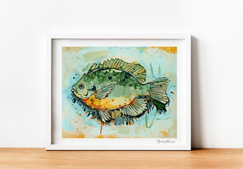 Trophy Bluegill Painting Print for Lake House Mountain - Etsy