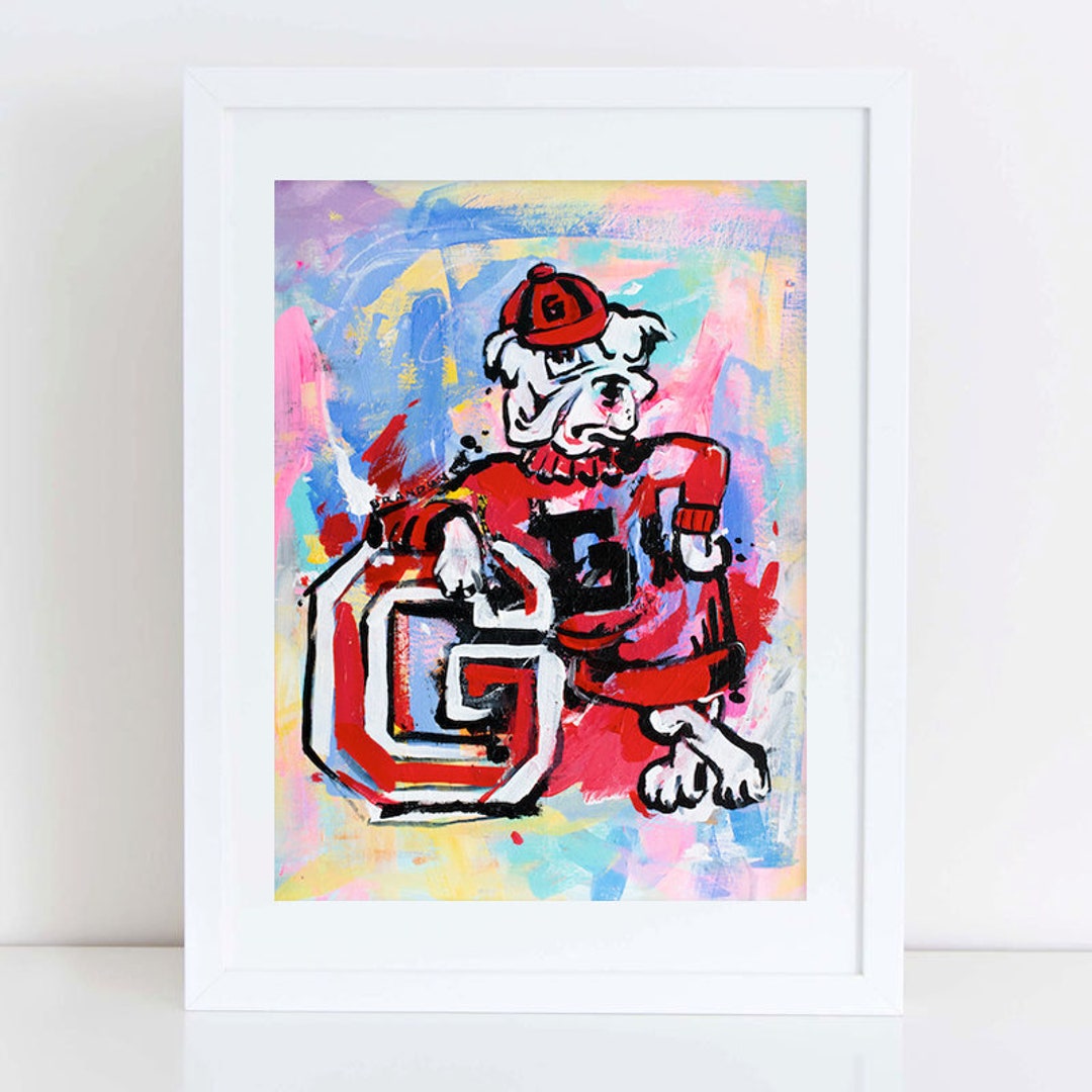 Throwback University of Georgia Mascot "leaning Uga" Painting Print - Etsy