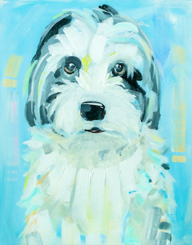 Bernedoodle or Sheeadoodle Doodle Painting Print D136 | Etsy