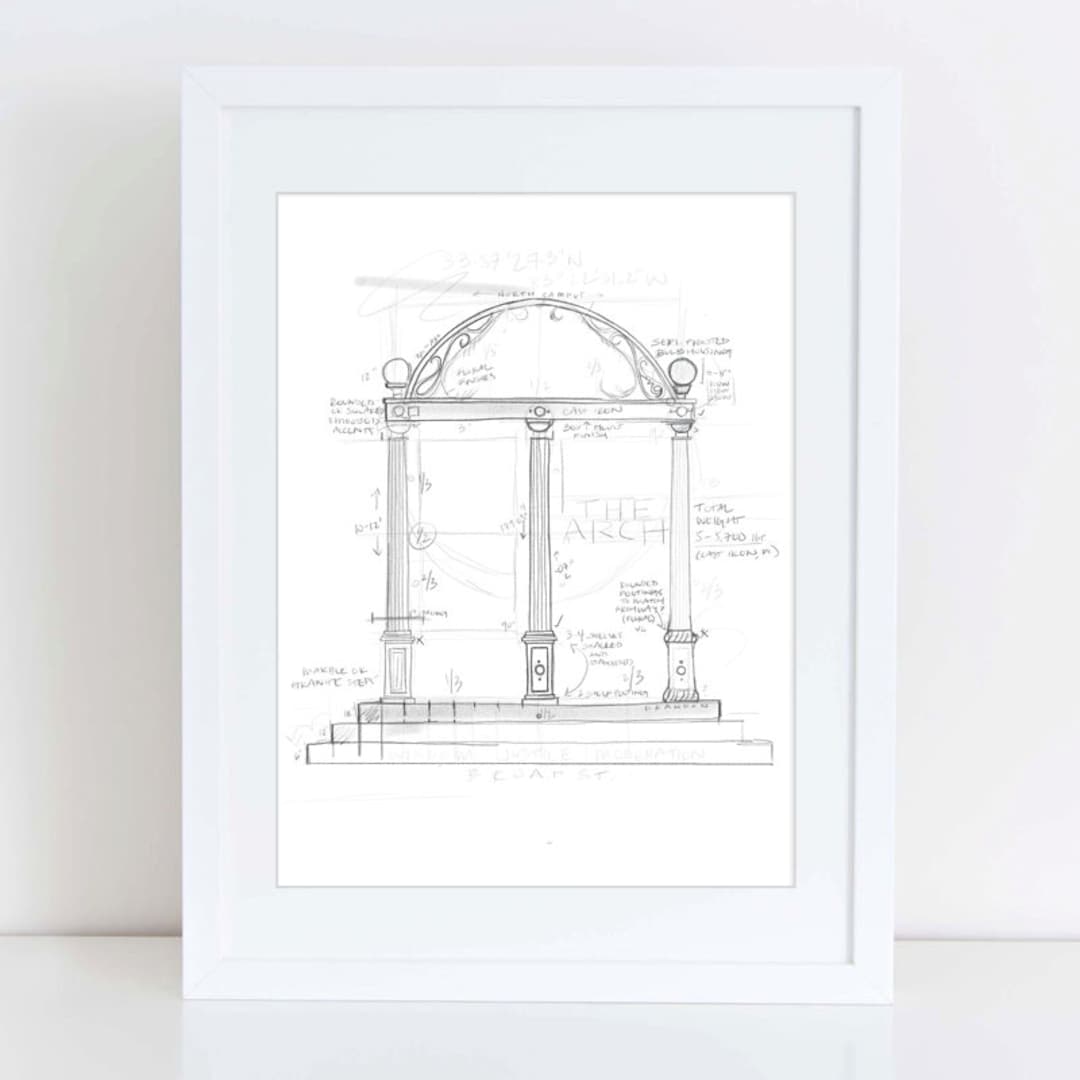 Georgia Bulldogs "uga Arch Architectural Drawing" by Brandon Thomas ...