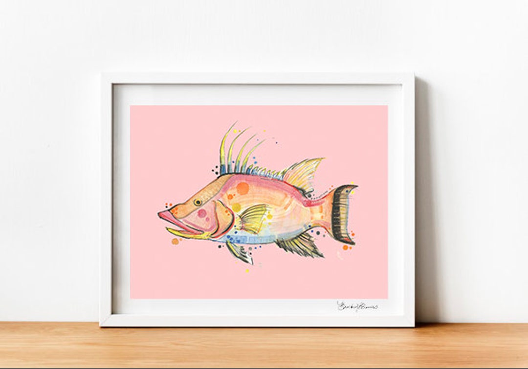 Hogfish Coastal Beach Decor Painting Print (coastal Pink) - Etsy