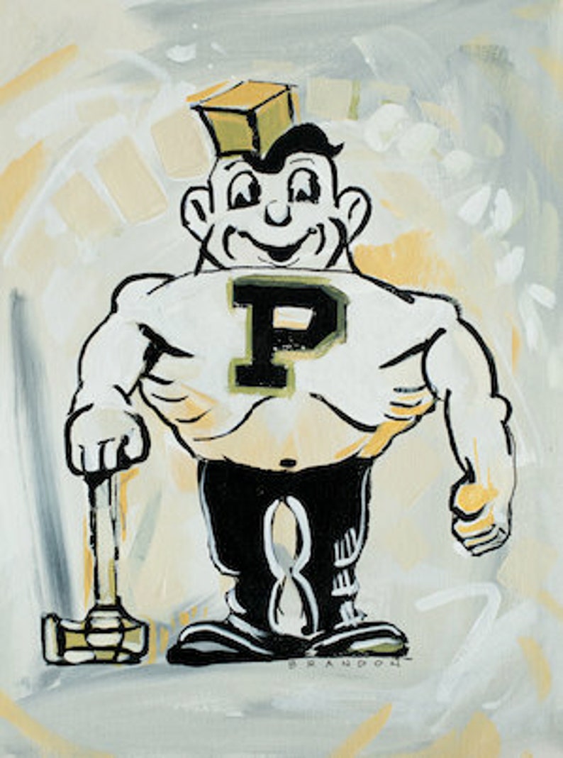 Purdue University 1950's Vintage Boilermaker Painting - Etsy
