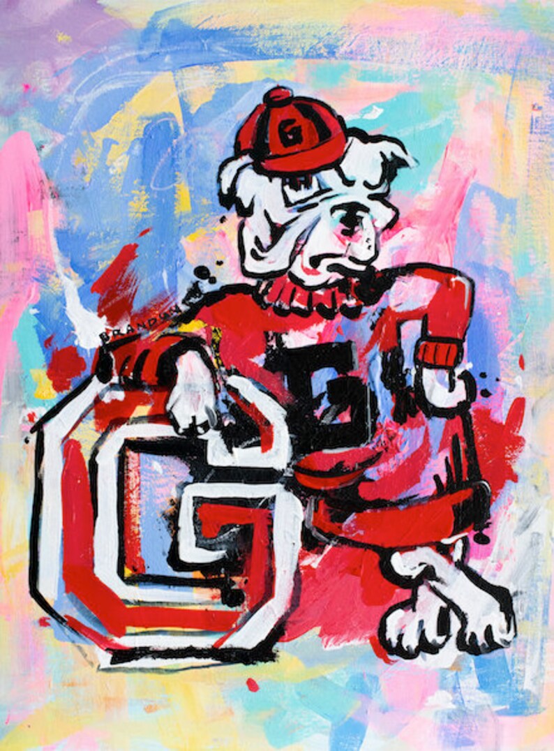 Throwback University of Georgia Mascot leaning Uga - Etsy