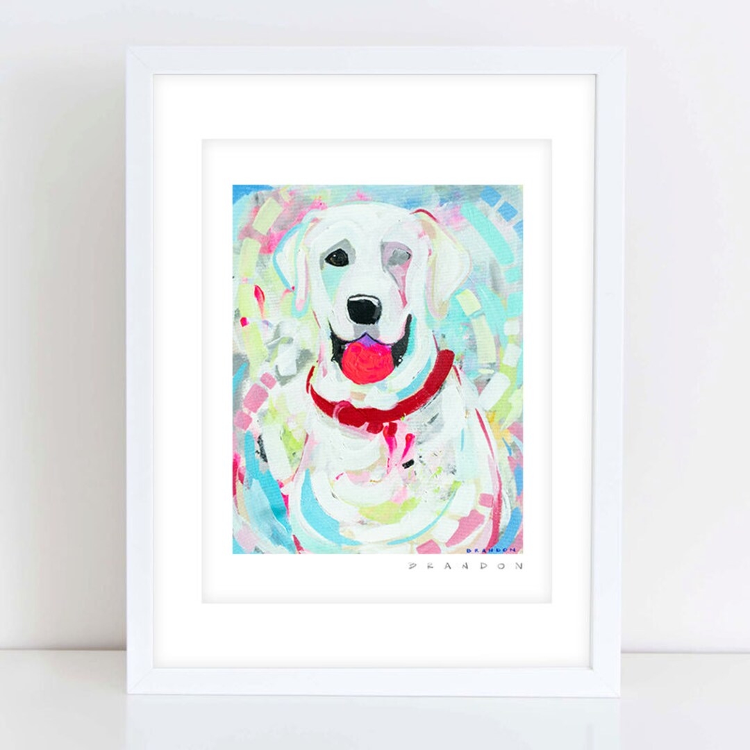 White Lab Dog Painting Print - Etsy