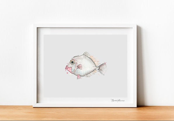 Lookdown Dory Fish Coastal Beach House Decor Painting Print - Etsy