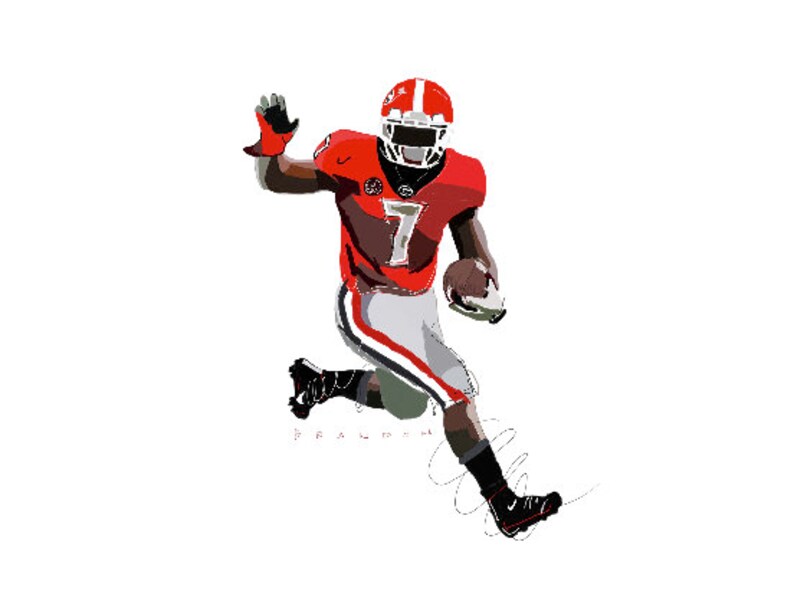 D'andre Swift 7 University of Georgia Original Drawing - Etsy