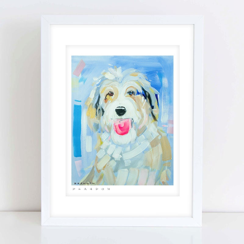 Sheep Dog or Sheepadoodle Painting Print - Etsy UK