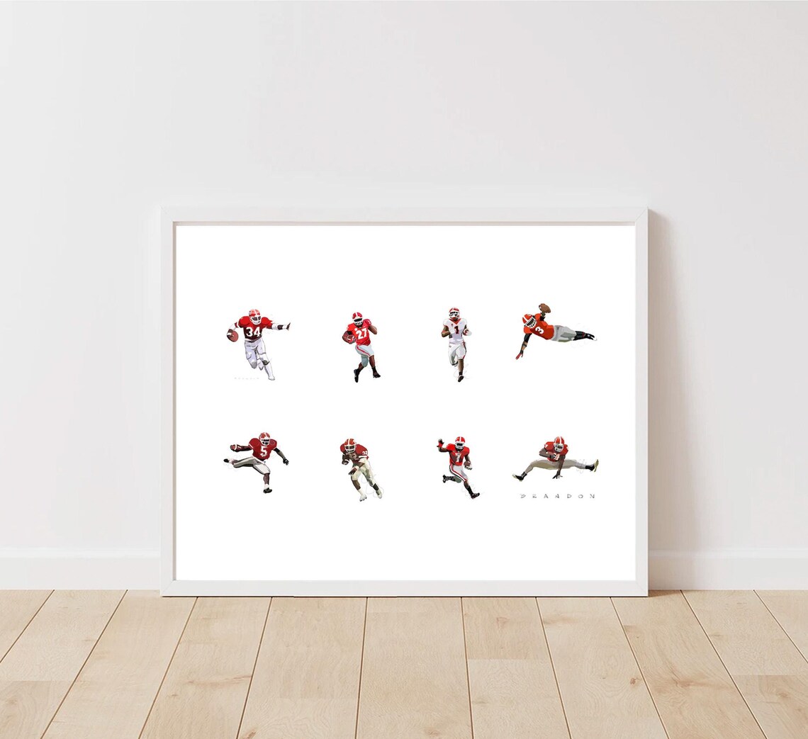The Great Running Backs of the University of Georgia Drawing by Brandon ...