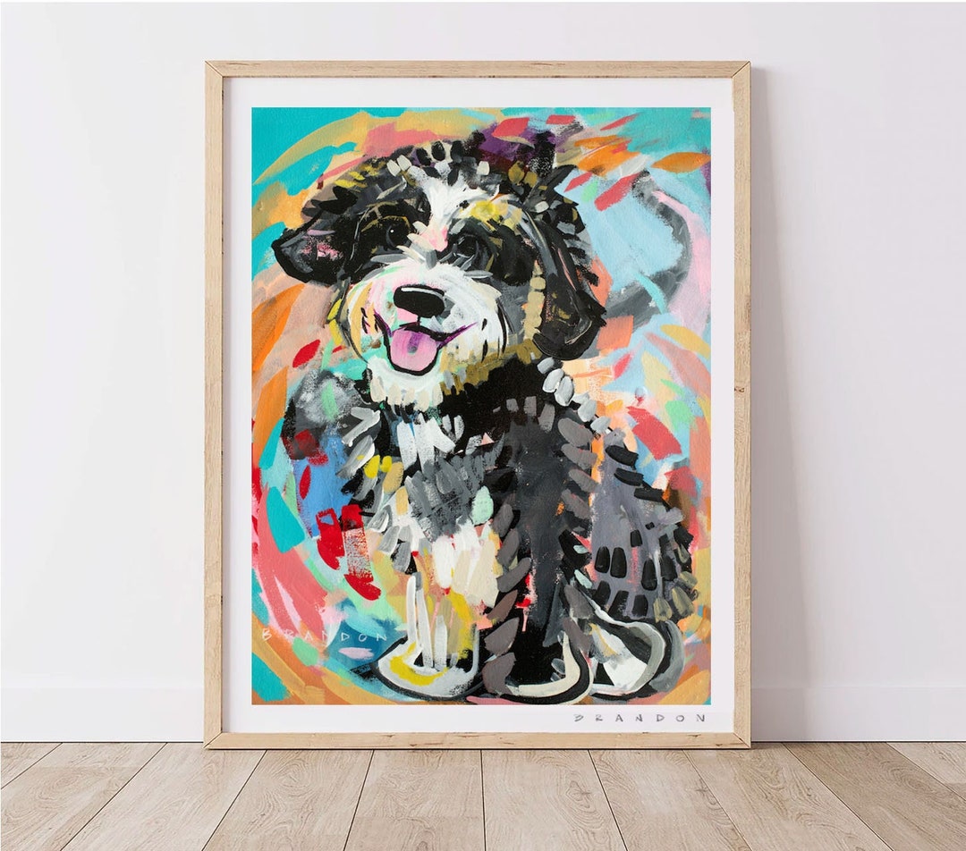 Happy Sheepadoodle Doodle | Archival-quality Painting Print - Etsy