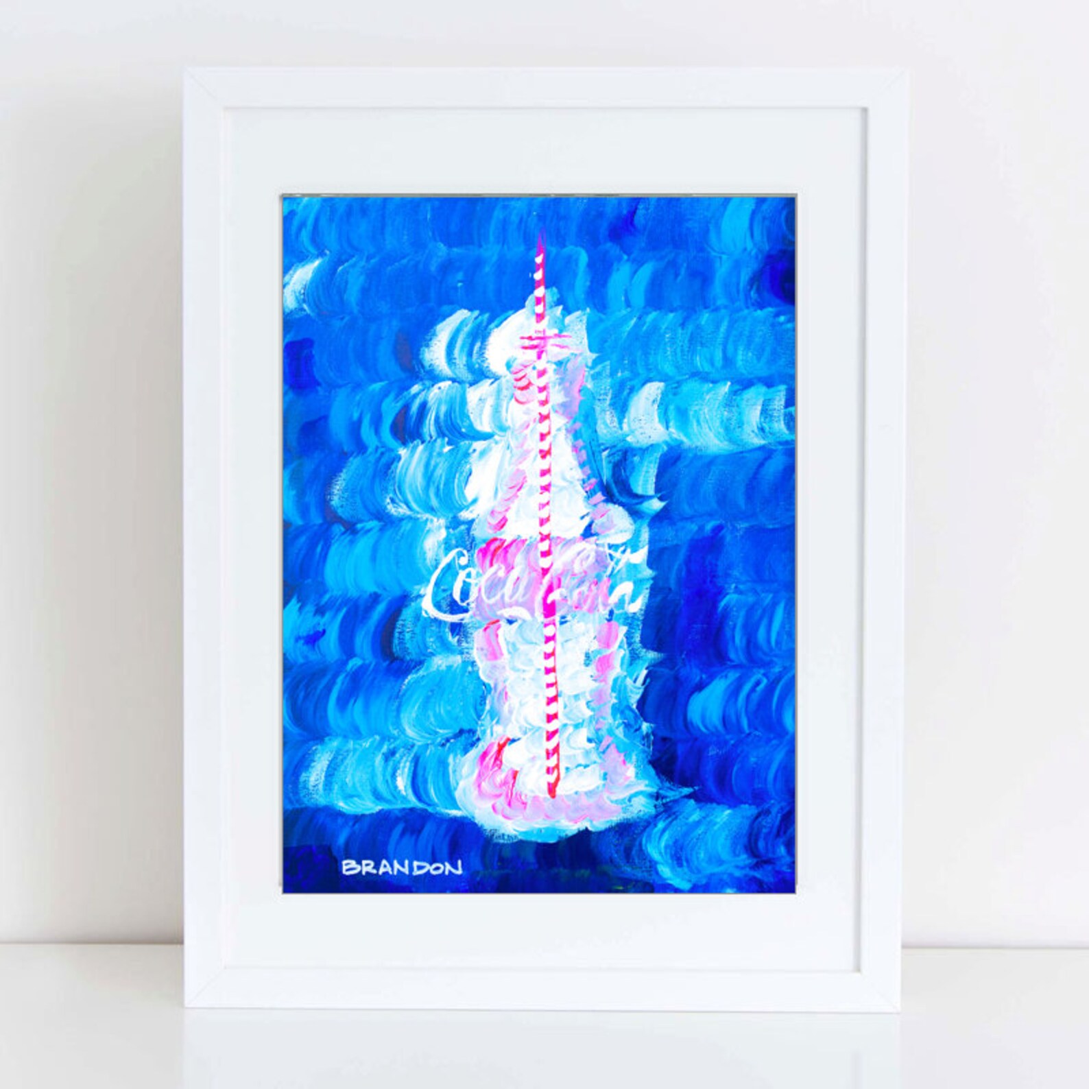 Coke Bottle "blue Waves" Coca-cola Painting Print - K006 - Etsy