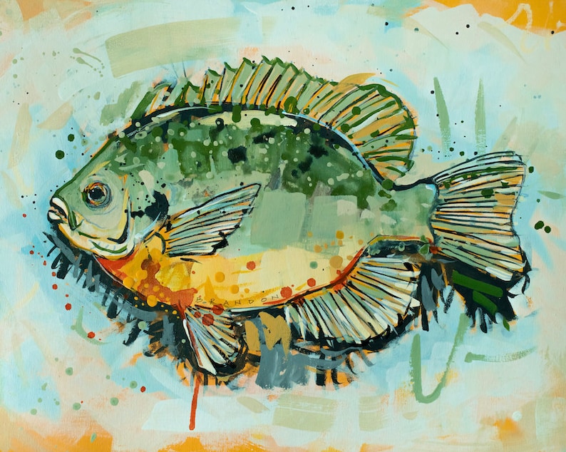 Trophy Bluegill Painting Print for Lake House Mountain - Etsy