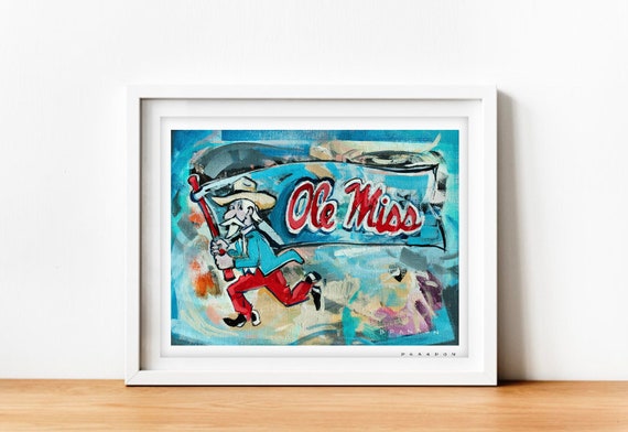 Ole Miss Rebels Colonel Reb Throwback Mascot Painting Print - Etsy