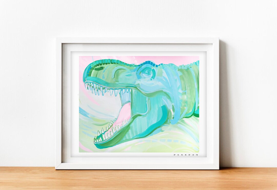T-REX Jurassic Park Dinosaur Painting Print - Etsy