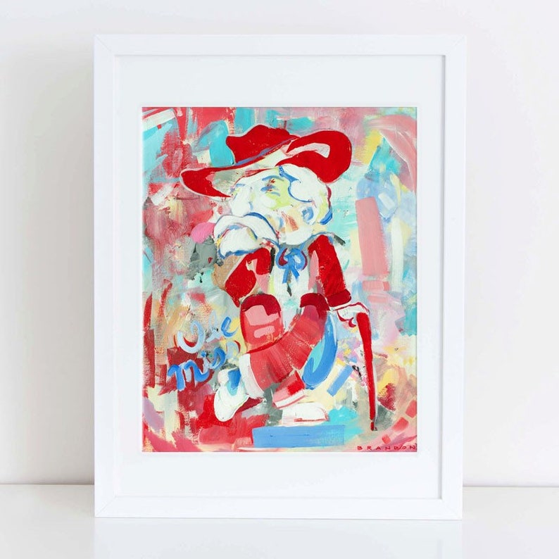 Ole Miss Rebels Colonel Reb Throwback Mascot Painting Print - Etsy