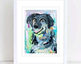 Black Lab Mix Painting Print D030 | Etsy
