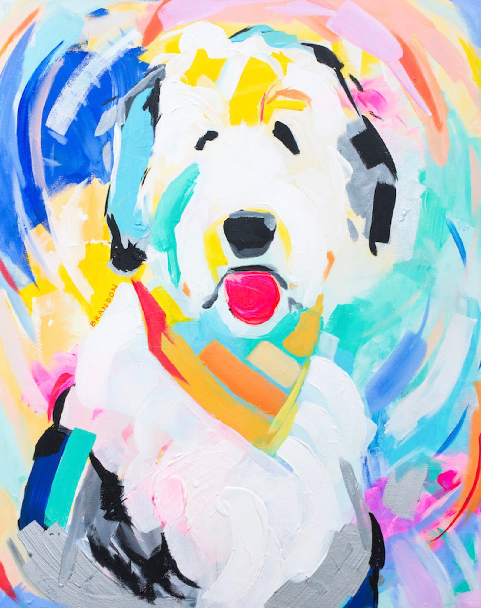 Doodle Sheepadoodle Otis Painting Print | Etsy