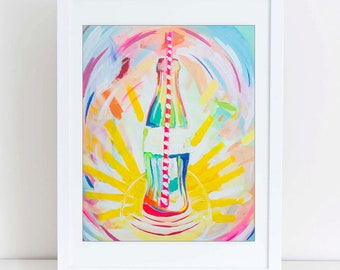 Coke Bottle swirl Coca-cola Painting Print K002 | Etsy