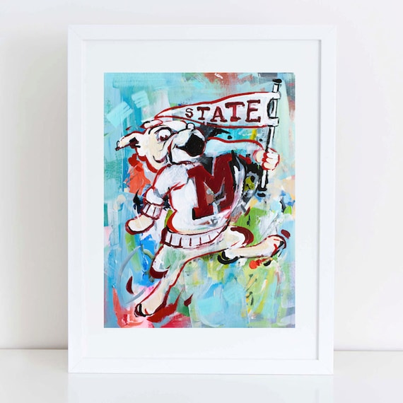 Mississippi State Bulldogs Vintage Bully Painting Print - Etsy