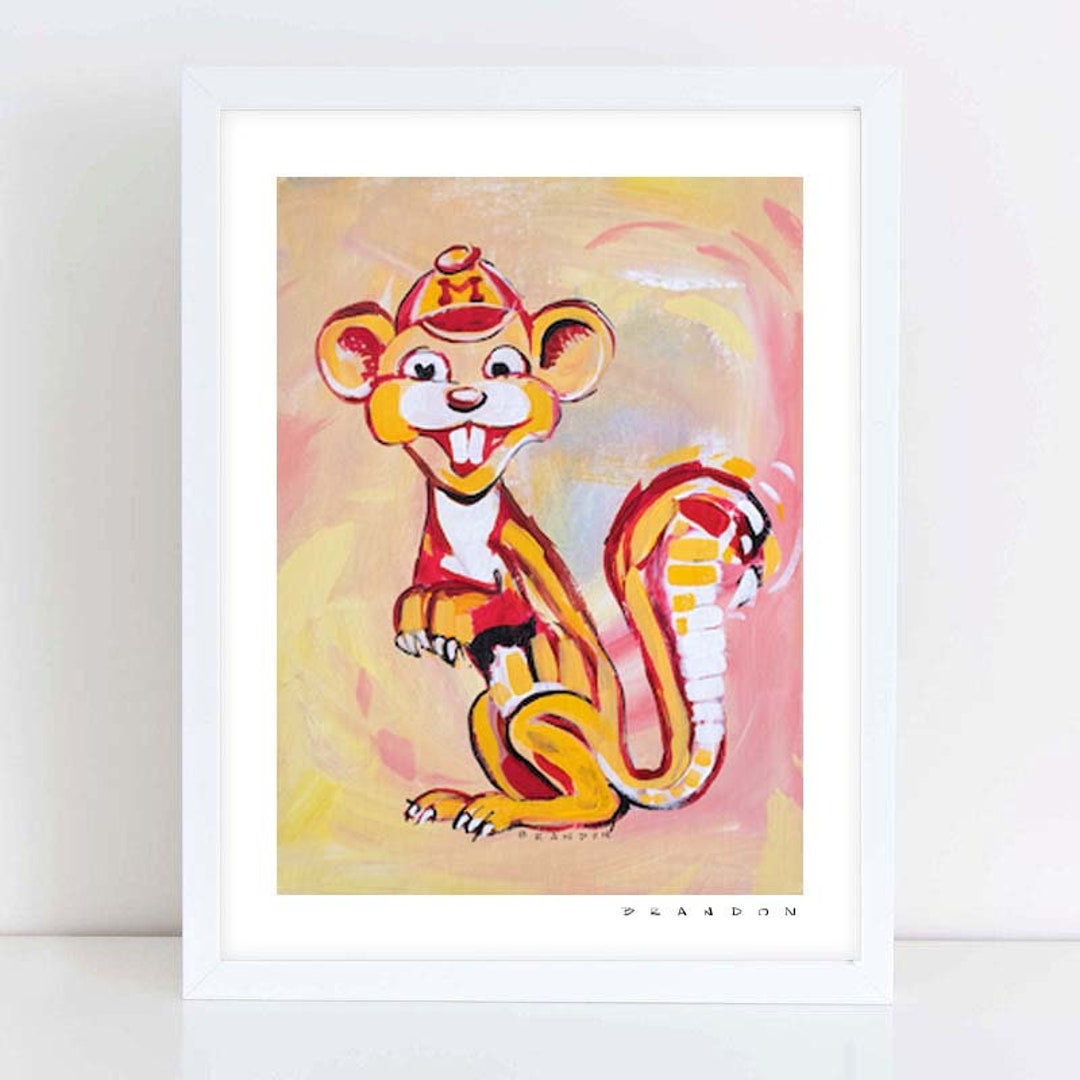 University of Minnesota Golden Gophers Throwback Goldy Painting Print ...