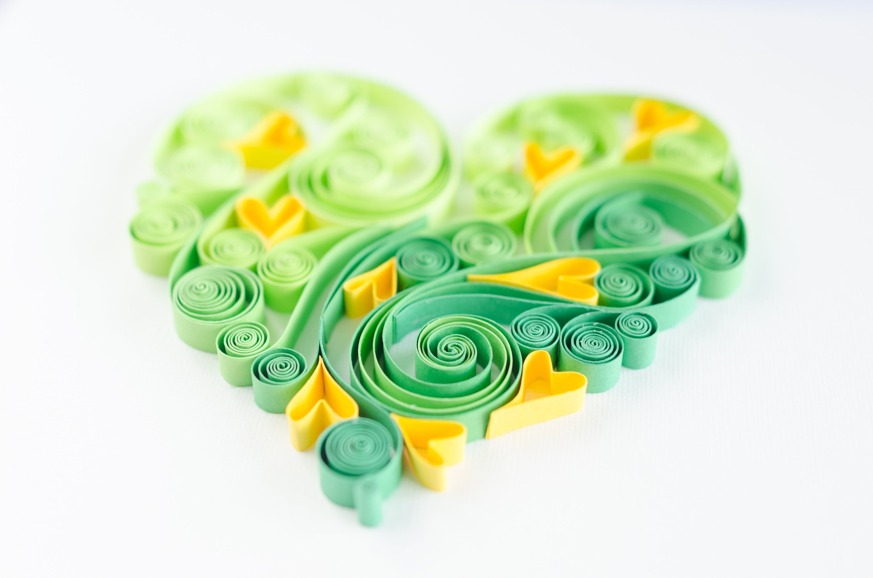 Green & Yellow Heart Pattern Art Paper Art How to Make Love Gift ...