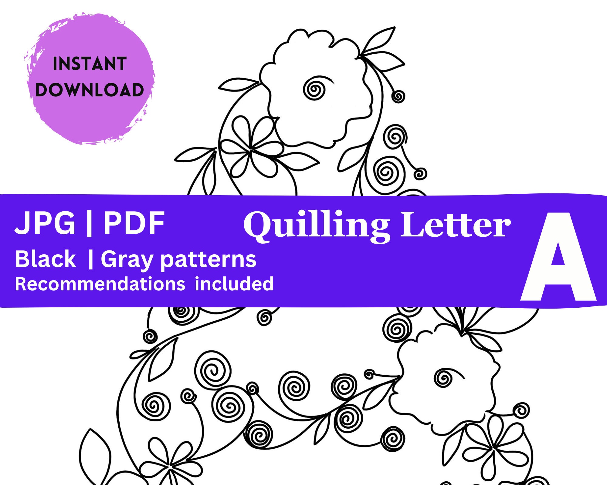 Quilling Letter A - Alphabet Template - Paper Pattern Instant Download ...