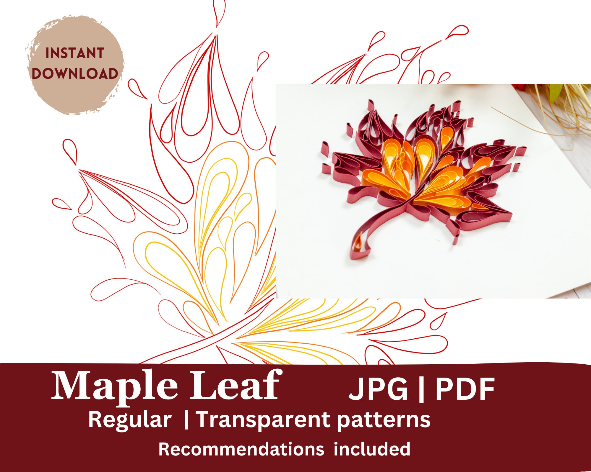 Quilling Autumn Leaf - Mahagon Fall Quilling Template - Maple Leaf ...