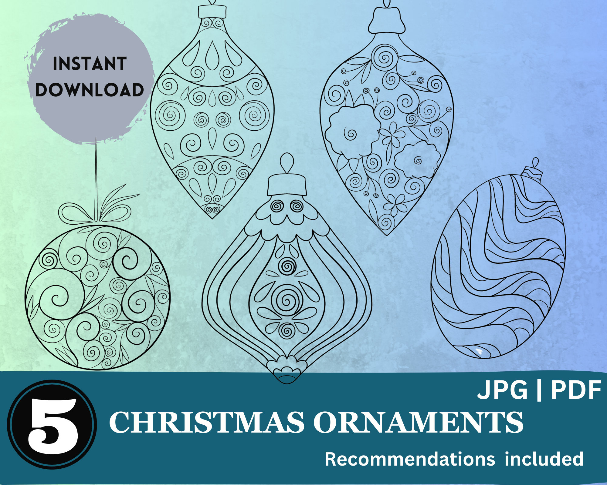 Set of Five Quilling Patterns - Elegant Quilled Ornaments -DIY Quilling Patterns for Holiday ...