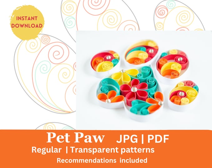 Quilling Instant Download Pattern - Pet Paw Pattern - Cat Dog Lovers ...