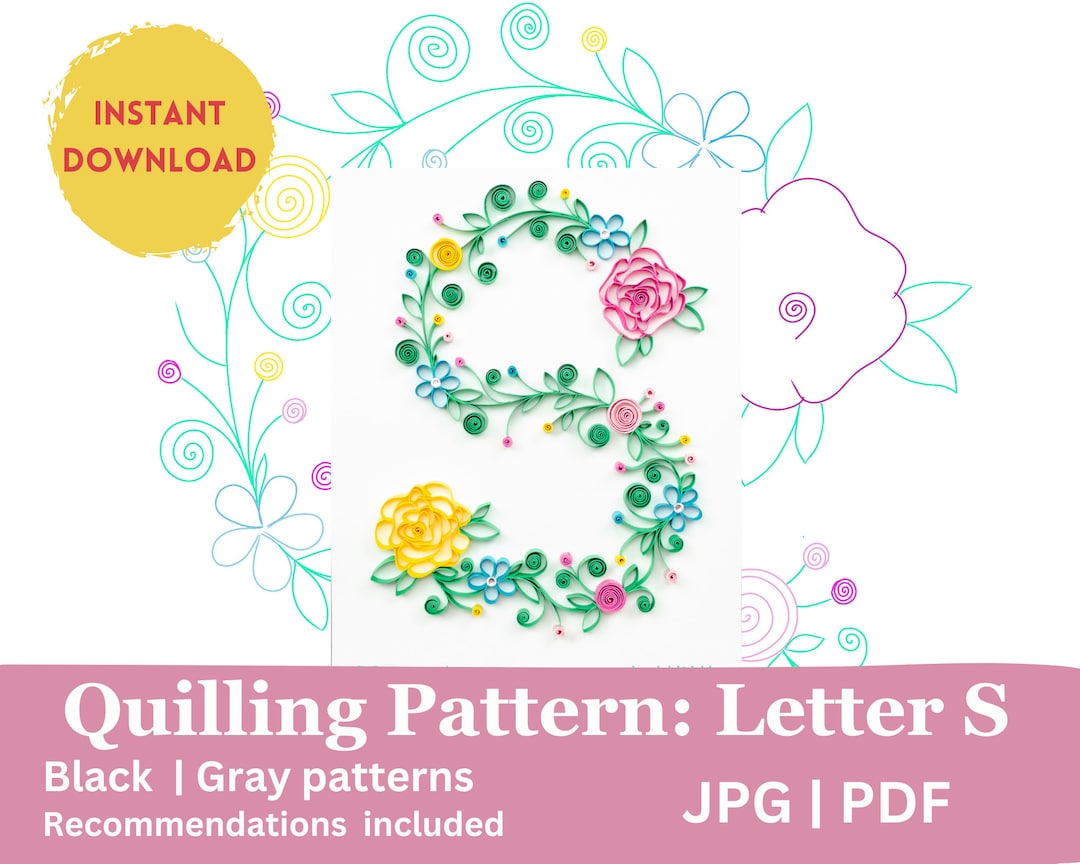 Quilling Letter S - Alphabet Template - Paper Pattern Instant Download ...