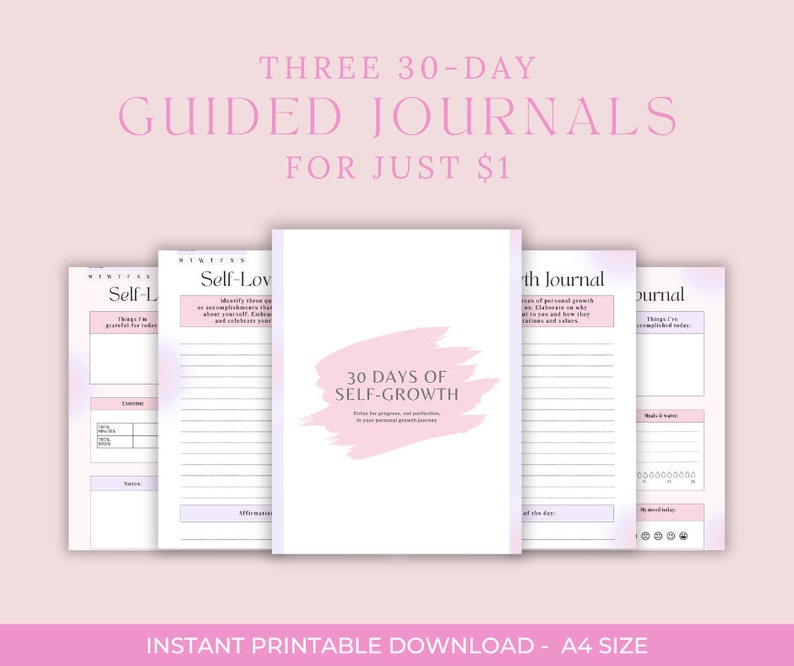 30-day Guided Journals Trio: Self-care, Self-love, and Self-growth ...