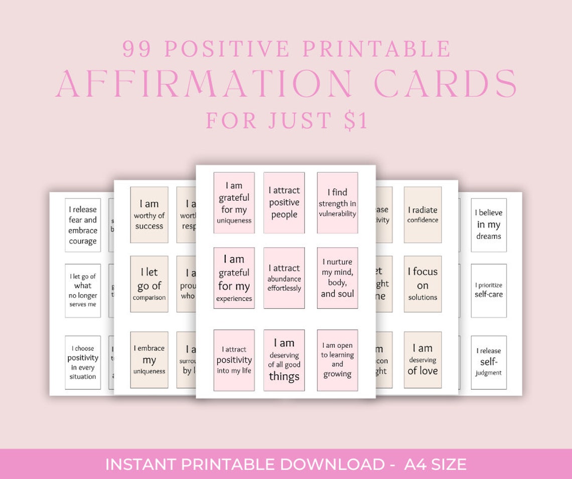 99 Inspiring Affirmation Cards for Positive Mindset, Self-growth ...