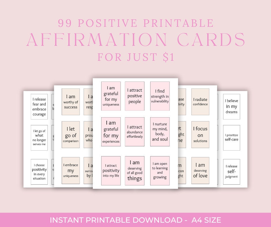 99 Inspiring Affirmation Cards for Positive Mindset, Self-growth ...
