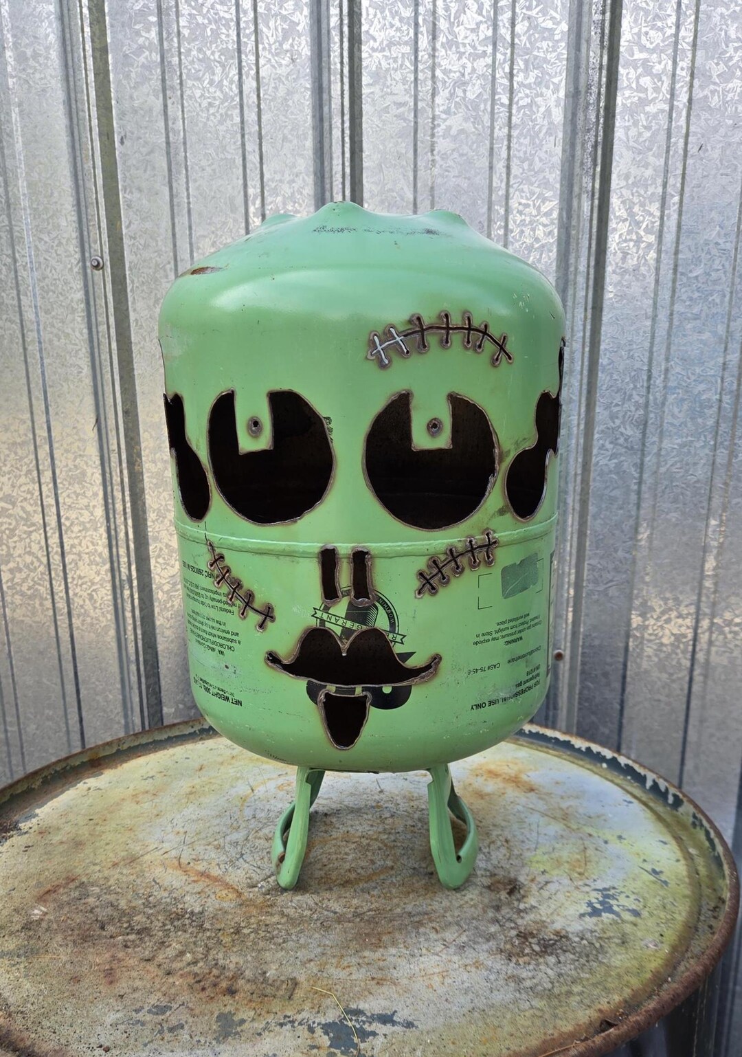 Bride of Tank-n-stein, Handmade Metal Jack O' Lantern, Freon Tank ...