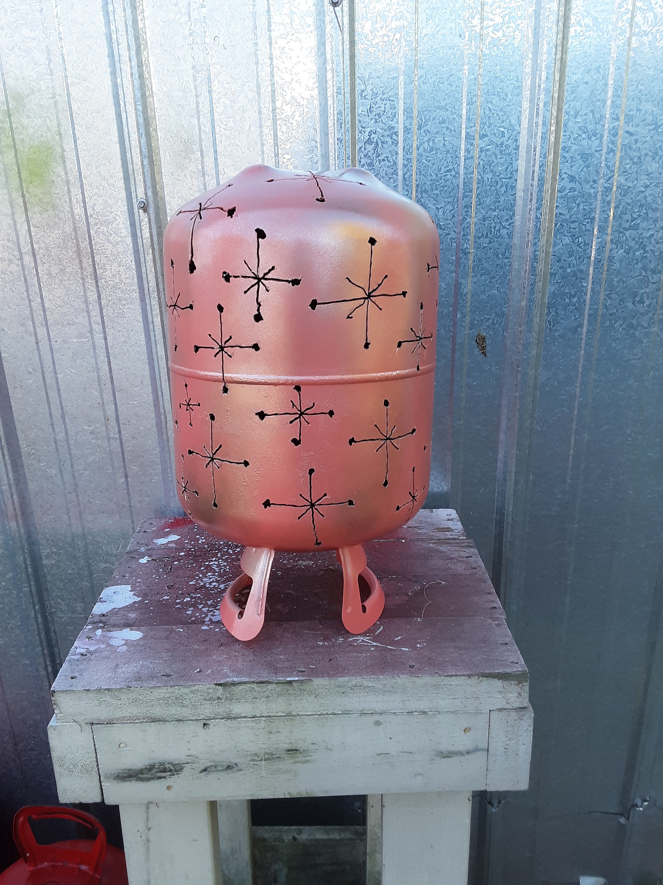 Mid Century Atomic Starburst Lantern, Repurposed Freon Tank, Handmade ...
